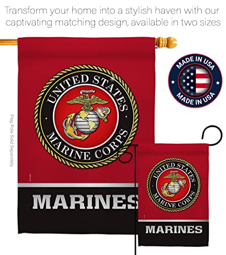 US MILITARY Marine Corps USMC Garden Flag Armed Forces Semper Fi United State American Military Veteran Retire Official House Decoration Banner Small Yard Gift Double-Sided, Made in USA