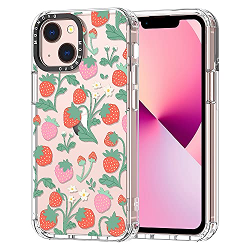 MOSNOVO Compatible with iPhone 13 Mini Case, Cute Strawberry Garden for Girl Women Men [ Buffertech™ Impact ] Transparent TPU Bumper Clear Phone Case Cover Designed for iPhone 13 Mini 5.4 Inch