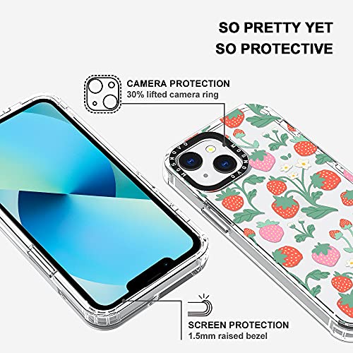 MOSNOVO Compatible with iPhone 13 Mini Case, Cute Strawberry Garden for Girl Women Men [ Buffertech™ Impact ] Transparent TPU Bumper Clear Phone Case Cover Designed for iPhone 13 Mini 5.4 Inch