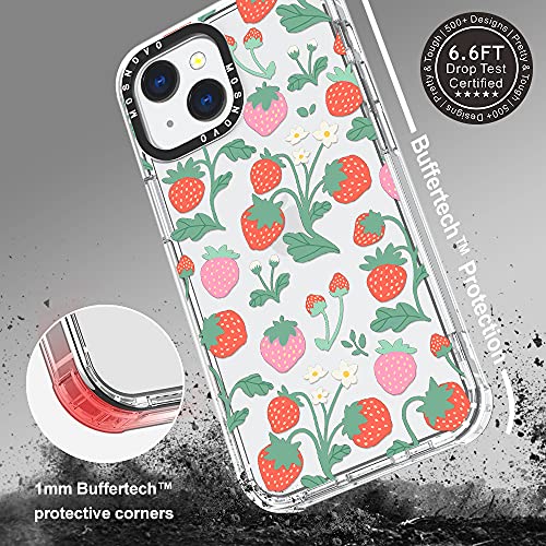 MOSNOVO Compatible with iPhone 13 Mini Case, Cute Strawberry Garden for Girl Women Men [ Buffertech™ Impact ] Transparent TPU Bumper Clear Phone Case Cover Designed for iPhone 13 Mini 5.4 Inch