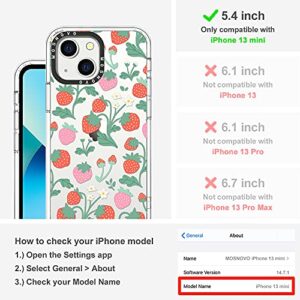 MOSNOVO Compatible with iPhone 13 Mini Case, Cute Strawberry Garden for Girl Women Men [ Buffertech™ Impact ] Transparent TPU Bumper Clear Phone Case Cover Designed for iPhone 13 Mini 5.4 Inch