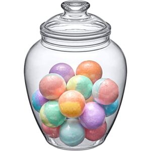 Amazing Abby - Sugar Sugar - 140-Ounce Plastic Candy Jar with Lid, Cookie Jar, Apothecary Jar, BPA-Free, Shatter-Proof, Dishwasher-Safe, Great for Candy Buffet, Decorative Display, and More