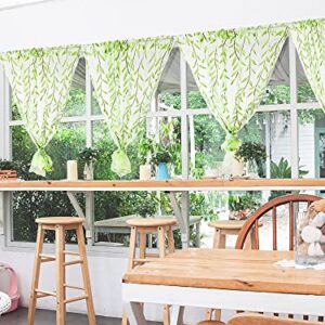 Willow Voile Curtains Cute Green Sheers Leaf Curtain Tulle Vine Window Curtains Nursery Green Sheers Ivy Pretty Curtain for Kids Living Room Bedroom Window Door Balcony (2 Pieces,39.4 x 78.7 Inch)