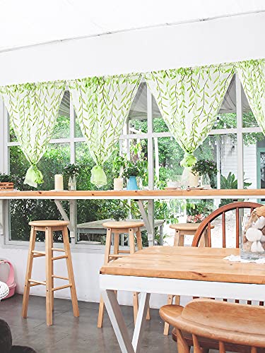 Willow Voile Curtains Cute Green Sheers Leaf Curtain Tulle Vine Window Curtains Nursery Green Sheers Ivy Pretty Curtain for Kids Living Room Bedroom Window Door Balcony (2 Pieces,39.4 x 78.7 Inch)