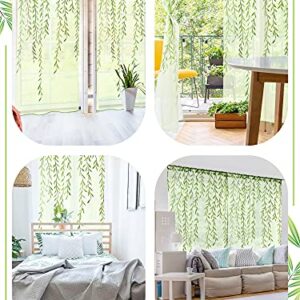 Willow Voile Curtains Cute Green Sheers Leaf Curtain Tulle Vine Window Curtains Nursery Green Sheers Ivy Pretty Curtain for Kids Living Room Bedroom Window Door Balcony (2 Pieces,39.4 x 78.7 Inch)