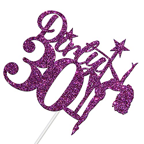 Purple Dirty 30 Cake Topper for Women Birthday, 30 & Fabulous, Dirty Thirty/Happy 30th Birthday Cake Decoration, Hello 30, Dancer Girl Decoration, Thirtieth Birthday/Anniversary Party Supplies