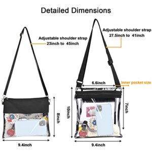 JULMELON Clear Bag Stadium Approved 2 Pack Vinyl Bags Adjustable Clear Crossbody Bag Stadium Approved with Zipper Clear Purse