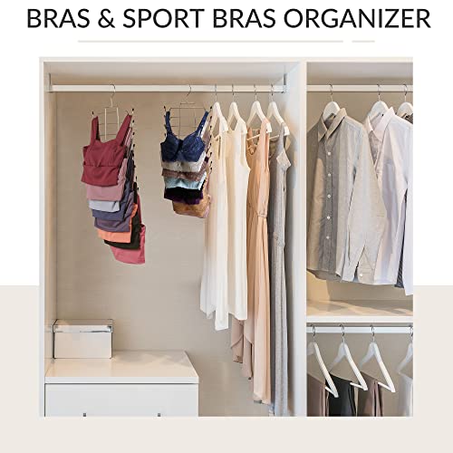 ZEDODIER Tank Top Hanger, Space Saving Bra Hamgers, Non-Slip Hanging Sport Bras Holder, Closet Organizers and Storage for Camisoles Tank Tops Bras Ties Swimsuits Strappy Dress, Silver