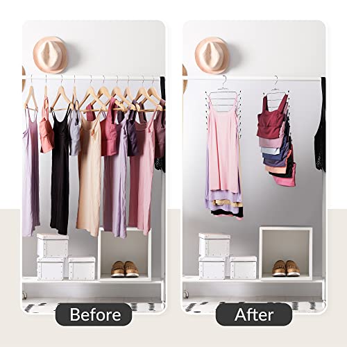 ZEDODIER Tank Top Hanger, Space Saving Bra Hamgers, Non-Slip Hanging Sport Bras Holder, Closet Organizers and Storage for Camisoles Tank Tops Bras Ties Swimsuits Strappy Dress, Silver