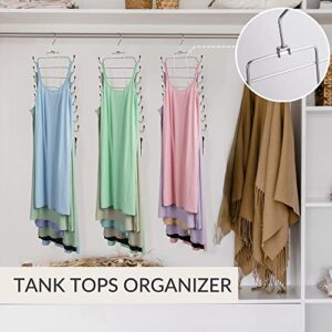 ZEDODIER Tank Top Hanger, Space Saving Bra Hamgers, Non-Slip Hanging Sport Bras Holder, Closet Organizers and Storage for Camisoles Tank Tops Bras Ties Swimsuits Strappy Dress, Silver