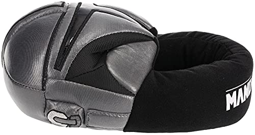 STAR WARS Boys Mandalorian Slipper, Full Body Mando Helmet Novelty Slipper, Grey/Black, Size 1-2 Big Kid