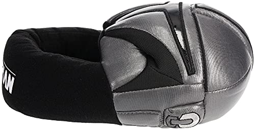 STAR WARS Boys Mandalorian Slipper, Full Body Mando Helmet Novelty Slipper, Grey/Black, Size 1-2 Big Kid