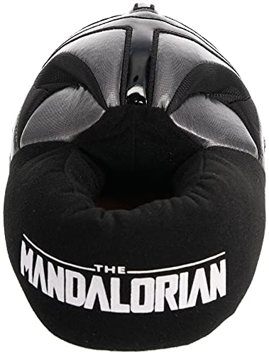 STAR WARS Boys Mandalorian Slipper, Full Body Mando Helmet Novelty Slipper, Grey/Black, Size 1-2 Big Kid