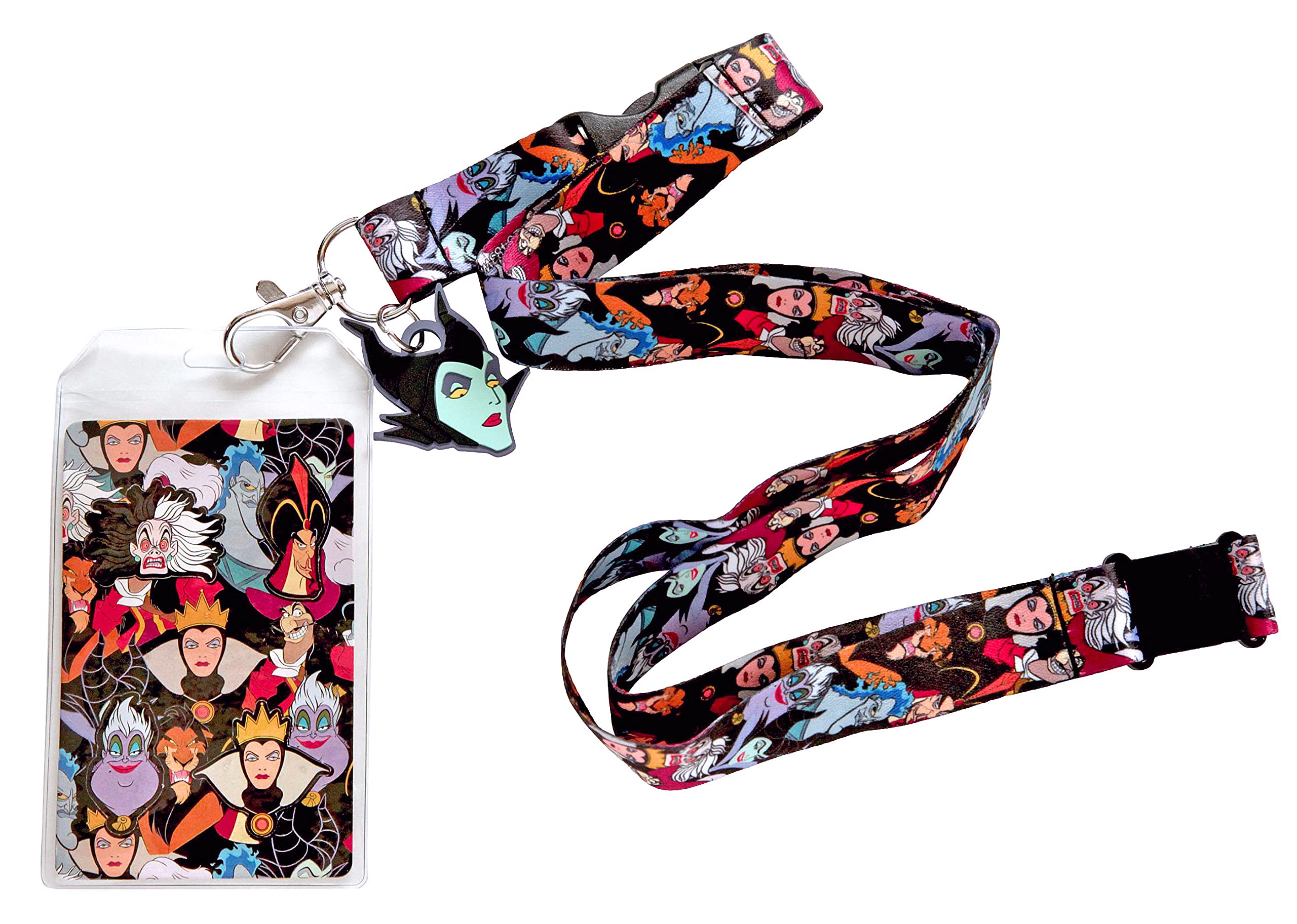 Loungefly Disney Villains All Over Print Lanyard with Maleficent Charm