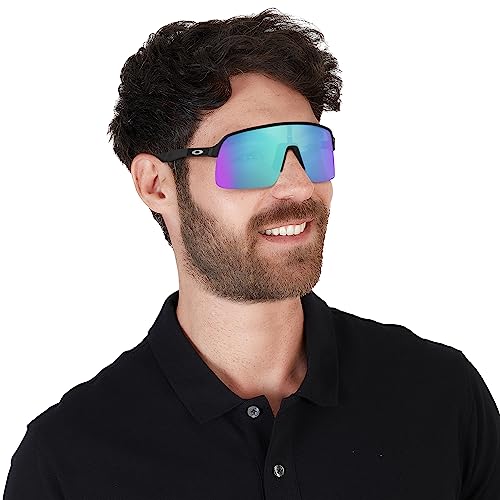 Oakley Men's OO9463A Sutro Lite Low Bridge Fit Rectangular Sunglasses, Matte Black/Prizm Sapphire, 39 mm