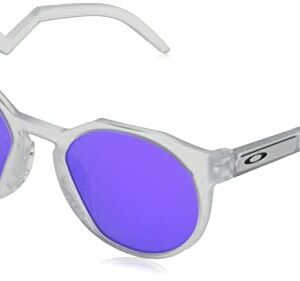 Oakley Men's OO9464A HSTN Low Bridge Fit Round Sunglasses, Matte Clear/Prizm Violet, 52 mm