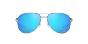 oakley men's oo4147 contrail aviator sunglasses, satin chrome/prizm sapphire, 57 mm