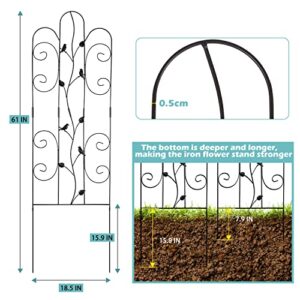 XYADX Metal Garden Trellis for Climbing Plants & Roses 61''x 18.5" Plants Support Rustproof Sturdy Leaves Garden Trellis for Vegetables Trellis for Potted Plants Pack of 2 - Black