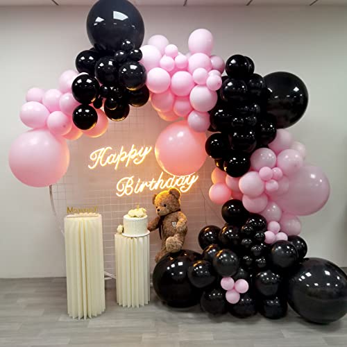 MOXMAY Pink Black Balloon Garland 138/PCS 18In 10In 5In Latex Balloons Arch Kit for Baby Shower Bridal Shower Birthday Party Decors (Pink Black)