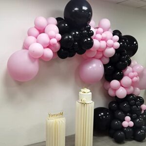 MOXMAY Pink Black Balloon Garland 138/PCS 18In 10In 5In Latex Balloons Arch Kit for Baby Shower Bridal Shower Birthday Party Decors (Pink Black)