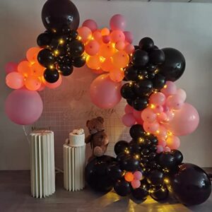 MOXMAY Pink Black Balloon Garland 138/PCS 18In 10In 5In Latex Balloons Arch Kit for Baby Shower Bridal Shower Birthday Party Decors (Pink Black)