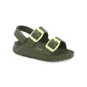 oshkosh b'gosh boy's rivar sandal, olive/lime, 7 toddler