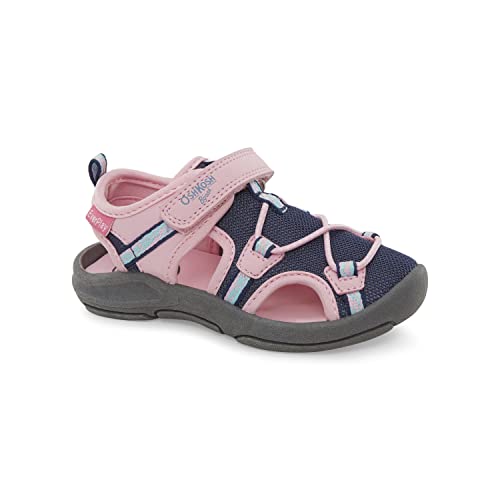 OshKosh B'Gosh Girls Elipsis Sandal, Navy/Pink, 8 Toddler