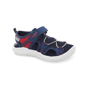 oshkosh b'gosh boy's elipsis sandal, navy/red, 8 toddler