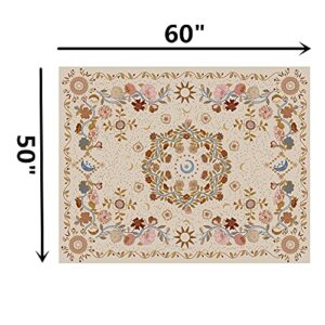 TTYQXZ Wall Tapestry Bohemian - Floral Vine Wall Hanging Celestial Sun Moon and Star Tapestries Hippie Home Decor Boho Tapestry for Bedroom Aesthetic (Cream, Medium (50ʺx 60ʺ))