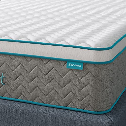 Serweet 8 Inch Bamboo Charcoal Memory Foam Hybrid Twin Mattress - 5-Zone Pocket Innersprings for Motion Isolation -Heavier Coils for Durable Support -Medium Firm -Made in Century-Old Factory