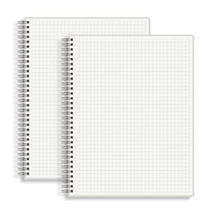 hulytraat large graph ruled wirebound spiral notebook, 8.5 x 11 inches, 1/4 inch grid (4 sq/in) paper pad, premium 100gsm ivory white acid-free paper, 128 squared/grid pages per notebook (pack of 2)