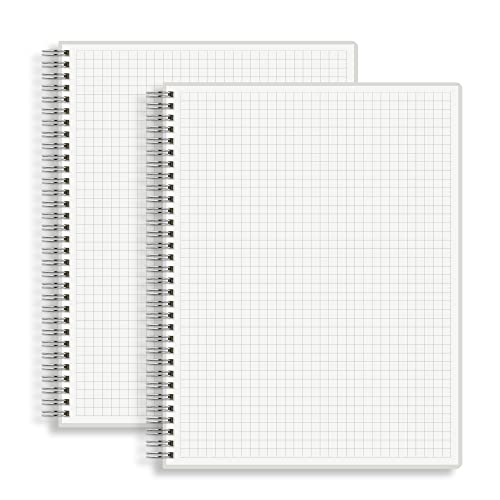 HULYTRAAT Large Graph Ruled Wirebound Spiral Notebook, 8.5 x 11 Inches, 1/4 Inch Grid (4 sq/in) Paper Pad, Premium 100gsm Ivory White Acid-Free Paper, 128 Squared/Grid Pages per Notebook (Pack of 2)