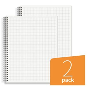 HULYTRAAT Large Graph Ruled Wirebound Spiral Notebook, 8.5 x 11 Inches, 1/4 Inch Grid (4 sq/in) Paper Pad, Premium 100gsm Ivory White Acid-Free Paper, 128 Squared/Grid Pages per Notebook (Pack of 2)