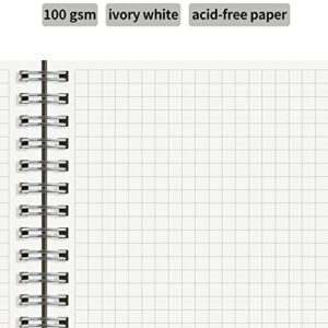 HULYTRAAT Large Graph Ruled Wirebound Spiral Notebook, 8.5 x 11 Inches, 1/4 Inch Grid (4 sq/in) Paper Pad, Premium 100gsm Ivory White Acid-Free Paper, 128 Squared/Grid Pages per Notebook (Pack of 2)