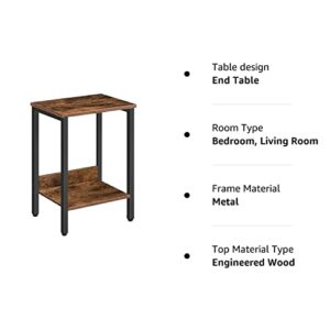 ALLOSWELL End Table, Side Table with Storage Shelf, Nightstand for Small Spaces, Bedside Table, for Living Room, Bedroom, Easy Assembly, Rustic Brown ETHR5001