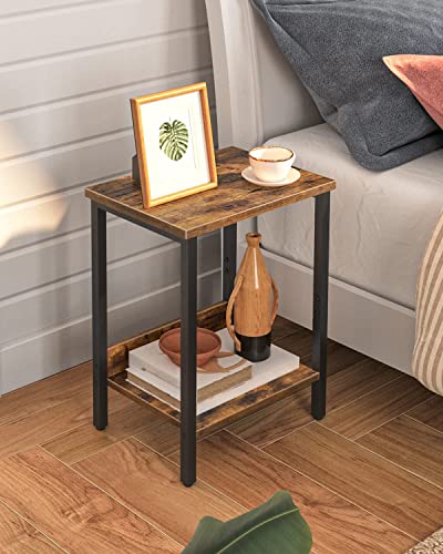 ALLOSWELL End Table, Side Table with Storage Shelf, Nightstand for Small Spaces, Bedside Table, for Living Room, Bedroom, Easy Assembly, Rustic Brown ETHR5001