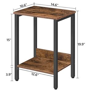 ALLOSWELL End Table, Side Table with Storage Shelf, Nightstand for Small Spaces, Bedside Table, for Living Room, Bedroom, Easy Assembly, Rustic Brown ETHR5001