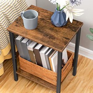 ALLOSWELL End Table, Side Table with Storage Shelf, Nightstand for Small Spaces, Bedside Table, for Living Room, Bedroom, Easy Assembly, Rustic Brown ETHR5001