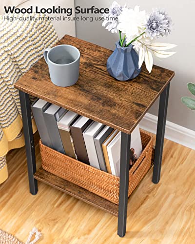 ALLOSWELL End Table, Side Table with Storage Shelf, Nightstand for Small Spaces, Bedside Table, for Living Room, Bedroom, Easy Assembly, Rustic Brown ETHR5001