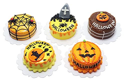 ThaiHonest Mixed 5 Assorted Halloween Cake Dollhouse Miniature Food,Tiny Food