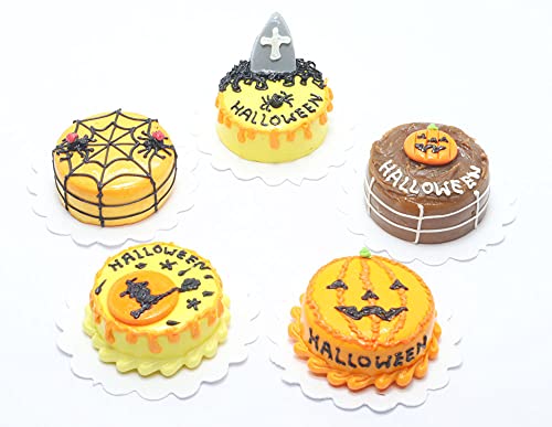 ThaiHonest Mixed 5 Assorted Halloween Cake Dollhouse Miniature Food,Tiny Food