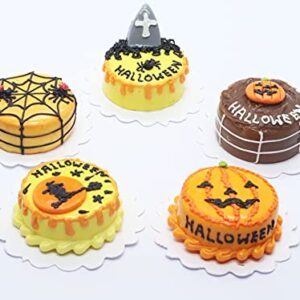 ThaiHonest Mixed 5 Assorted Halloween Cake Dollhouse Miniature Food,Tiny Food