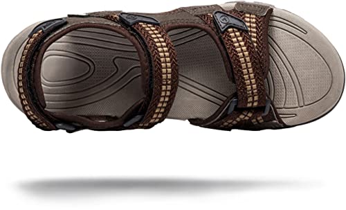 atika Men's Open Toe Arch Support Strap Water Sandals, Outdoor Hiking Sandals, Lightweight Athletic Trail Sport Sandals, Havana 2 Brown Tan, 7