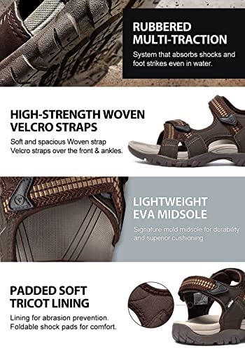 atika Men's Open Toe Arch Support Strap Water Sandals, Outdoor Hiking Sandals, Lightweight Athletic Trail Sport Sandals, Havana 2 Brown Tan, 7