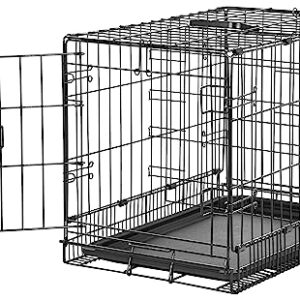 Amazon Basics Durable, Foldable Metal Wire Dog Crate with Tray, Single Door, 22 Inches, Black