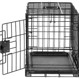 Amazon Basics Durable, Foldable Metal Wire Dog Crate with Tray, Single Door, 22 Inches, Black