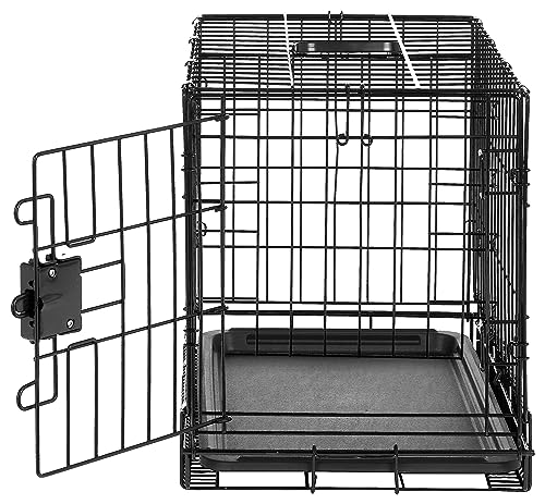 Amazon Basics Durable, Foldable Metal Wire Dog Crate with Tray, Single Door, 22 Inches, Black