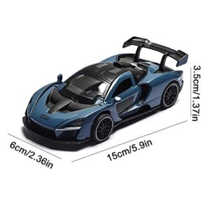 Diecast Toy Car McLaren Senna Sports Car Model,Zinc Alloy Simulation Casting Pull Back Vehicles,1:32 Scale Mini Electronic Supercar Toys with Lights and Music for Toddlers Kids Children Gift (Blue)