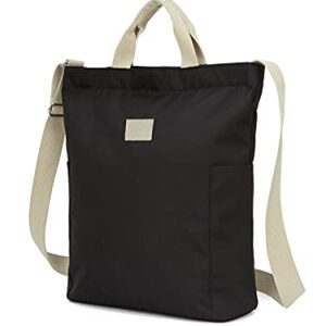 I WAS PLASTIC Recycled Polyester Laptop Tote Bag with Zipper and Pockets, Water Repellent, Fit 13" Laptop, Crossbody Bag. (BLACK)