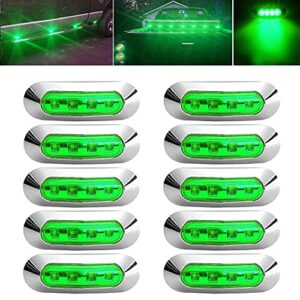 uwdesy 10pcs green 4 led side marker lights front rear interior clearance tail light warning turn indicators underglow wheel rock lamp for auto truck trailer tail car rv camper boat atv dc12v-24v